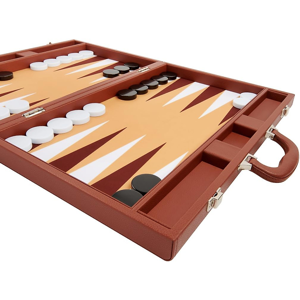 Silverman & Co. 19-inch Premium Backgammon Set - Desert Brown Board