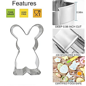 Easter Cookie Cutters, 6 PCS Chick Carrot Egg Flower Bunny Rabbite Butterfly Cookie Cutter Stainless Steel Biscuit Cutters Holiday Themed Cutter