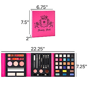 SHANY Beauty Book Makeup Kit All in one Travel Makeup Set - 35 Colors Eyeshadow, Eye brow, makeup blushes, powder palette,10 Lip Colors, Eyeliner pens & makeup Mirror - Holiday Makeup Gift Set