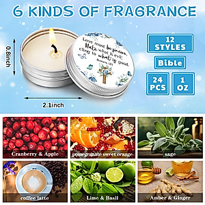 Threlaco 36 Set Bible Verse Scented Candle Tins with Lids Floral Christian Bible Gifts 1 oz Small Scripture Candle for Women Bridal Shower Birthday Wedding Party Favors, 6 Scents(Cross)