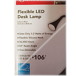 Black Sunbeam Flexible LED Desk Lamp - No Bulbs to Replace- 5.3 in x 20 in - 3.2W - 290 Lumens - 4000K - 36,000 Hours Non-Dimmable
