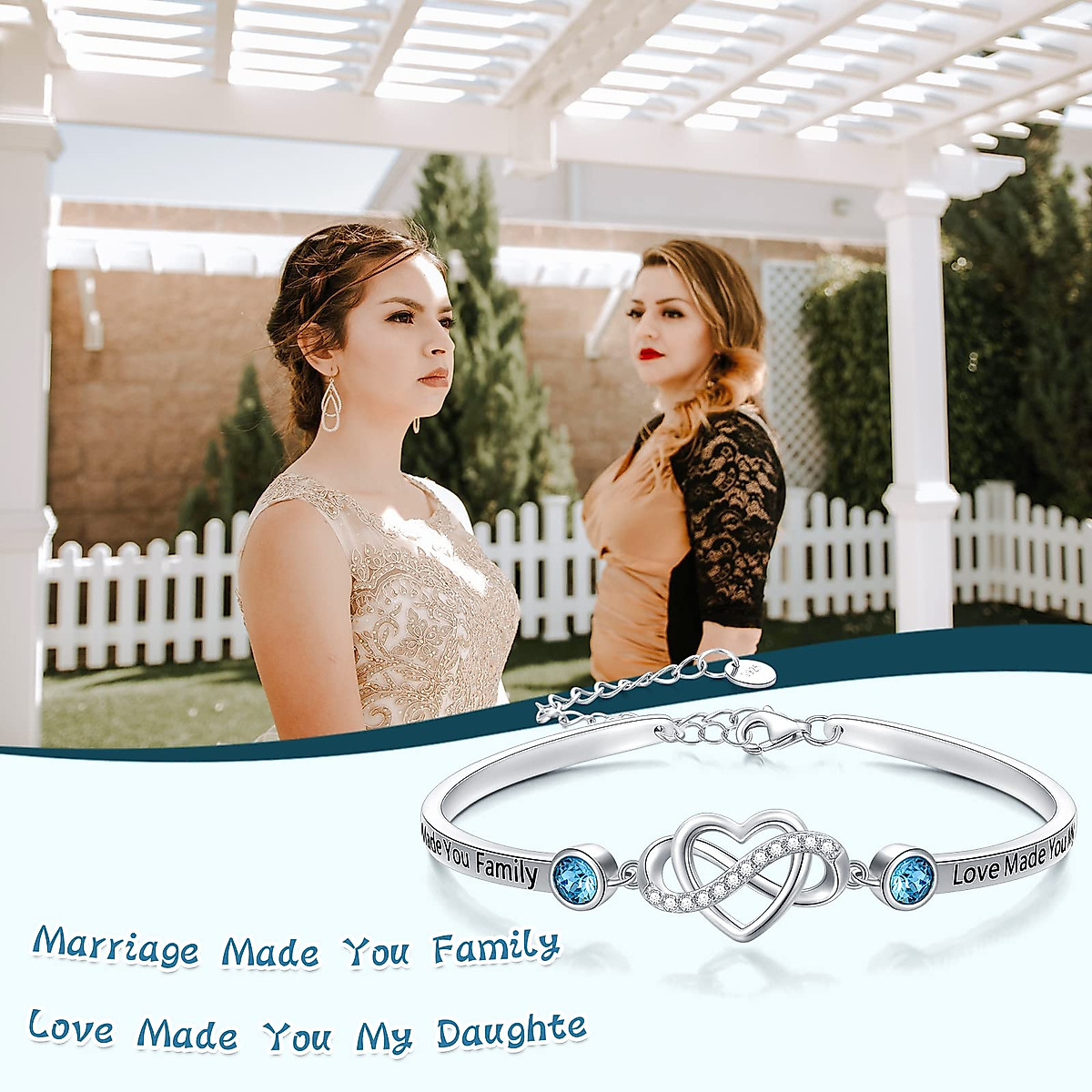 AOBOCO Daughter in Law Bracelet Sterling Silver Marriage Made You Family Love Made You My Daughter Bangle Jewelry Gift for Daughter in Law from Mother in Law