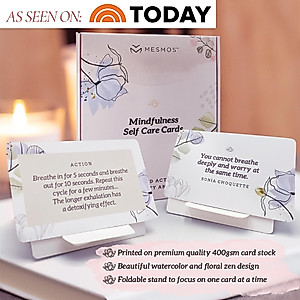 MESMOS 52 Mindfulness Cards with Action Plans. Relaxation Stress Relief Gifts for Women, Positive Affirmation Cards, Anxiety Relief Items, Meditation Self Care Kit, Relaxing Spiritual Gifts for Women