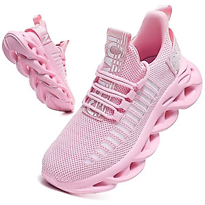 Jakcuz Ladies Slip on Shoes Trainers Comfortable Sneakers Fashion Pink Color Shoes for Women Sport Sneaker Size 8