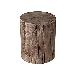 Patio Sense 62420 Elyse Round Rustic Garden Stool Wood Outdoor Seating & End Table Portable Adaptable Outdoor Furniture Ideal for Entertaining, Gardening & Decor - Seasoned Patina Finish