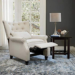 Handy Living Frances Fabric Pushback ProLounger Recliner in Cream