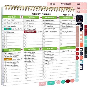Spiral Weekly Planner, 8.7" X 9.5" Size, Weekly To Do List Notepad with Checklist, 52 Sheets Tear Off Note Pad, Work and Personal Organizer