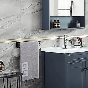 NearMoon Hand Towel Holder/Towel Ring Strong Hold Self Adhesive Bathroom Towel Bar, Thicken Stainless Steel Towel Rack- Sticky Towel Hanger, Contemporary Style, NO Drilling (Matte Black)