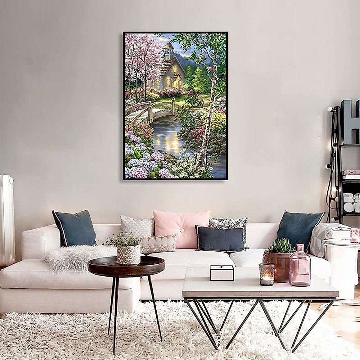 Scenery Stamped Cross Stitch Kits - Counted Cross Stitch Kits for Beginners Adults Needlepoint Garden Flower Tree Cross-Stitch Patterns Dimensions Needlecrafts Embroidery Kits Arts and Crafts