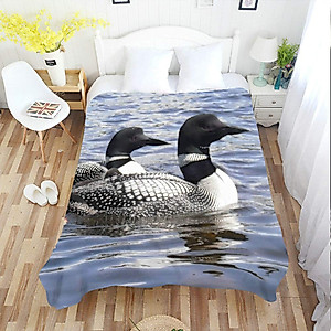 Moslion Soft Cozy Throw Blanket Loon Lake Wild Duck Fuzzy Warm Couch/Bed Blanket for Adult/Youth Polyester 60 X 80 Inches(Home/Travel/Camping Applicable)