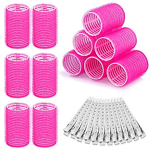 Hair Curlers Rollers, 12Pcs Hair Rollers Hair Curlers Self Grip Holding Rollers with 12 Pcs Hair Clips for Long Medium Short Thick Fine Thin Hair Bangs Volume