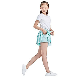 Leftear Flowy Skirt Shorts for Teen Girls Gym Yoga Athletic Workout Running Women Cute Tennis Skorts Skirts High Waisted Preppy Trendy Clothes Summer(Light Blue Green Lavender,S)