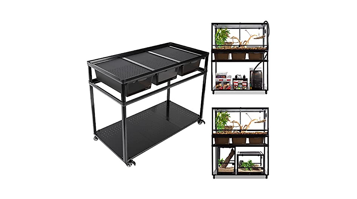 REPTIZOO Reptile Tank Stand Terrarium Cabinet with Breeding Boxs for 36 ...