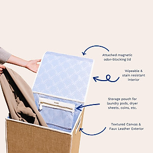 NORI Laundry Hamper - Slim Laundry Hamper - Laundry Basket w/Lid & Wheels - Collapsible Hamper w/Lid, Storage Pouch & Wheel Attachment | Apartment and Dorm Room Essentials | Women Gift Ideas