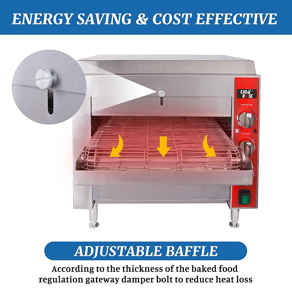 EASYROSE CPO10A 1700W 120V 60HZ Countertop Pizza Commercial Conveyor Oven with 10.5″ Belt (Plug:5-15P)