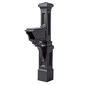 Step2 Atherton Mail Post, Mailbox Not Included, Weather Resistant, Large Outdoor Mailbox Post, Made of Durable Plastic, Easy to Install, Onyx Black