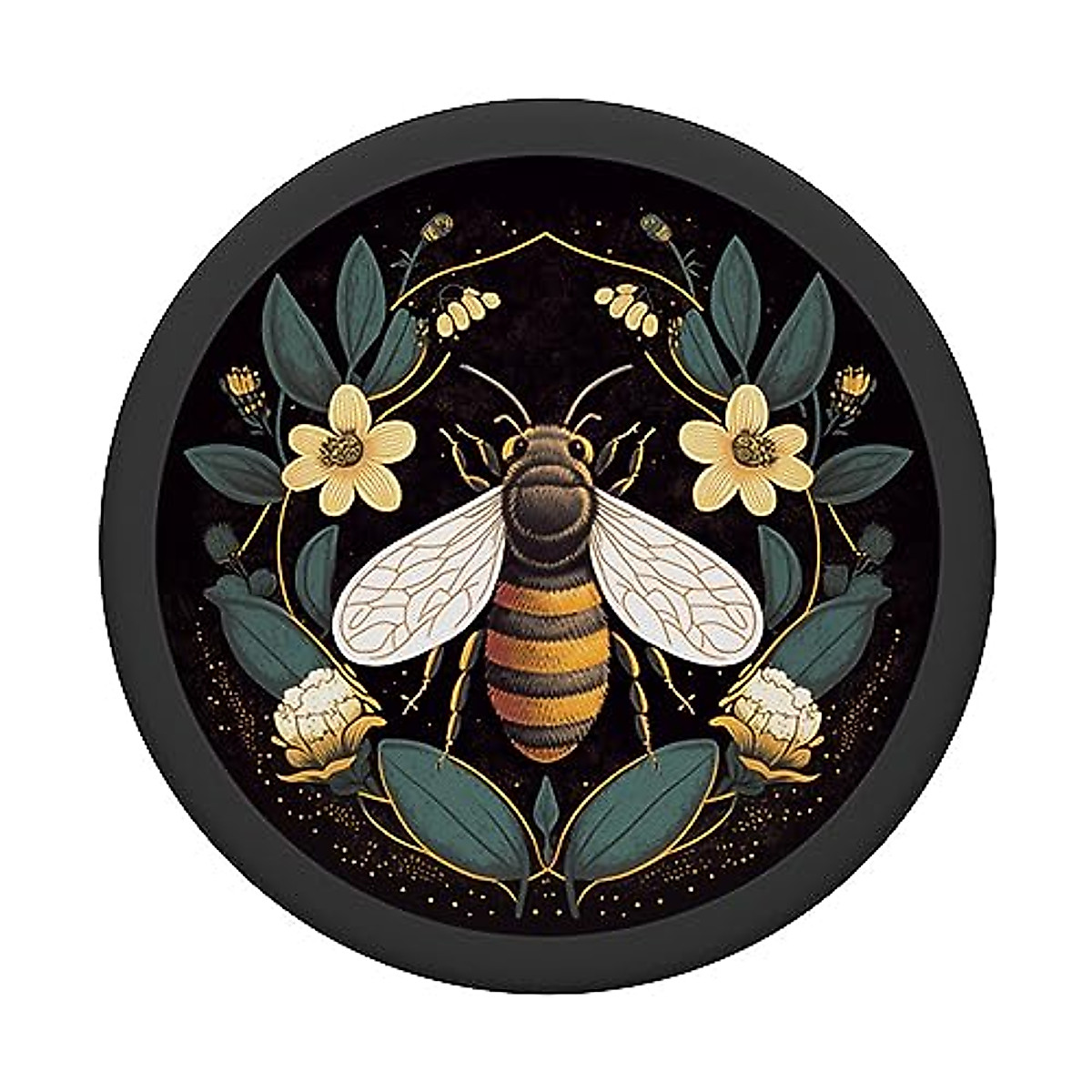 Floral Boho Bee Aesthetic Honey Beekeeper Black PopSockets Standard PopGrip