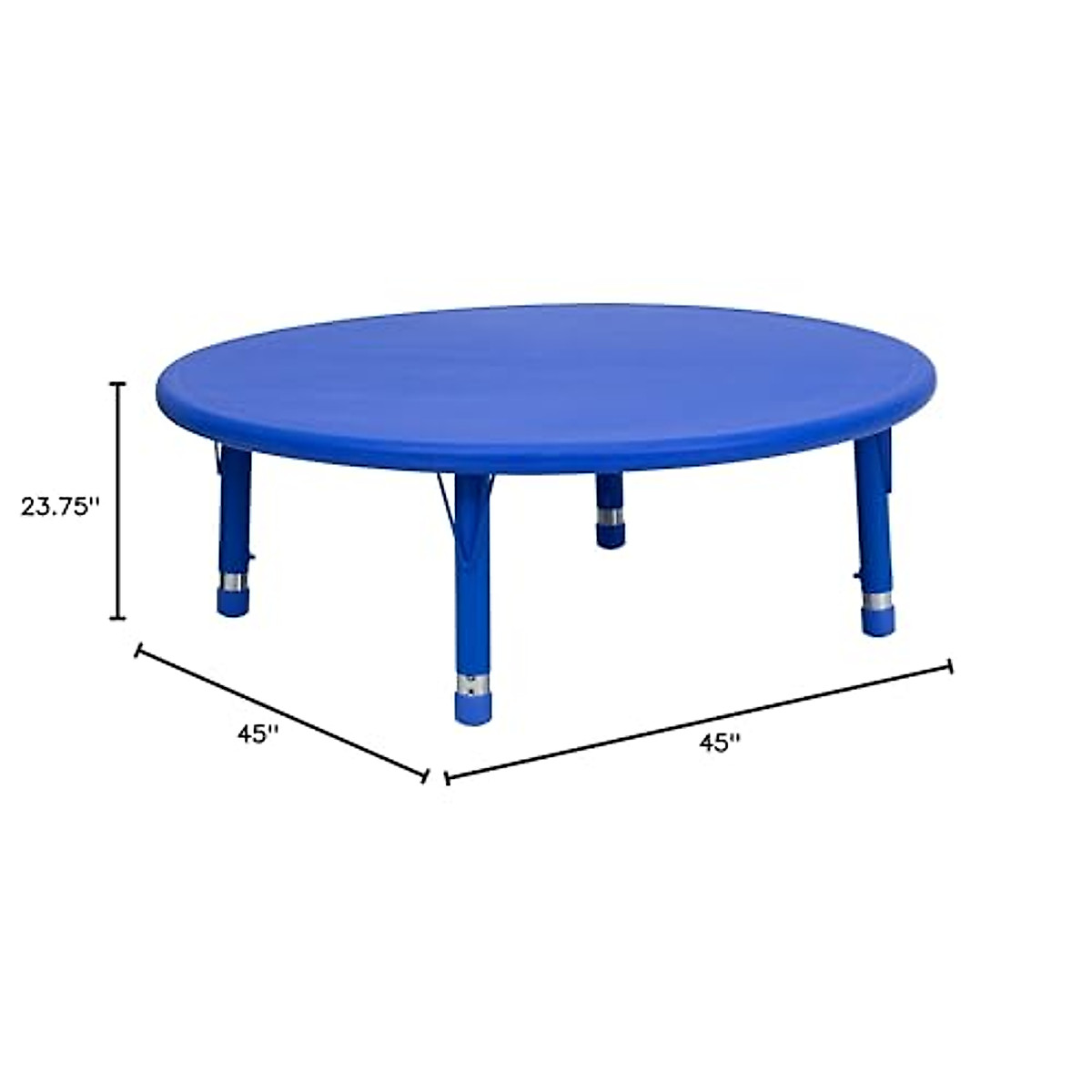 EMMA + OLIVER 45" Round Blue Plastic Height Adjustable Activity Table