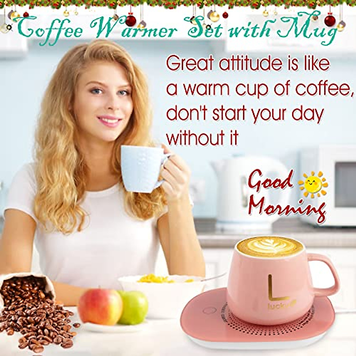 Coffee Mug Warmer with Mug, Coffee Cup Mug Warmer for Desk with Auto Shut Off, Mug Warmer Set for Desk Home Office--Birthday Coffee Gifts