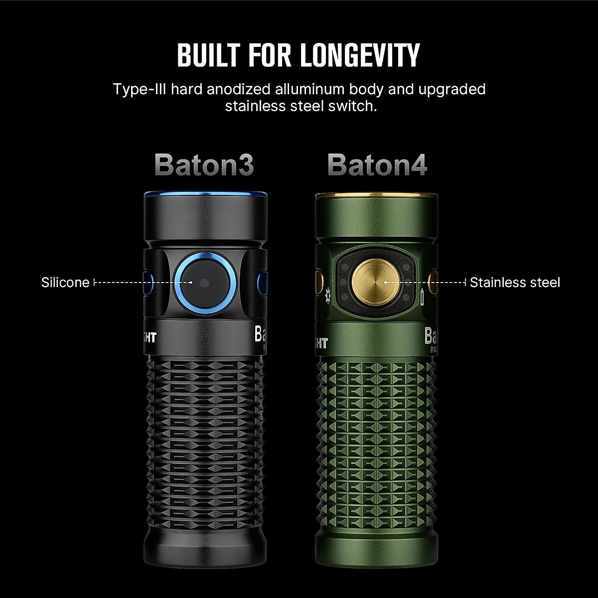 OLIGHT Baton4 Rechargeable EDC Flashlight, LED Pocket Flashlight 1300 Lumens with Magnetic Charging Cable, Small Powerful Bright Flashlight IPX8 Waterproof for Home, Camping and Emergencies (OD Green)