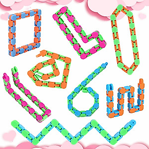 8Pcs Fidgets Wacky Tracks Fidget Toys for Kids Classroom Students School Prizes Gifts Sensory Autism Toys Snap Fidget Snake Click Toys for Adults Stress Relief ADD ADHD Autistic Keeps Fingers Busy