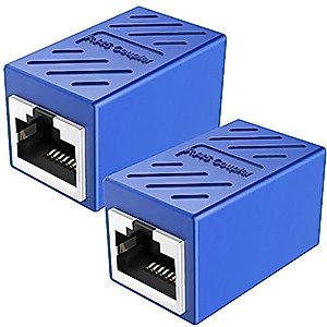 RJ45 Coupler, Ethernet Extension, PLUSPOE Network Connectors for Cat7/Cat6/Cat5e/Cat5 Ethernet Cable - Network Cable Coupler Female to Female (Blue, 2 Pack)