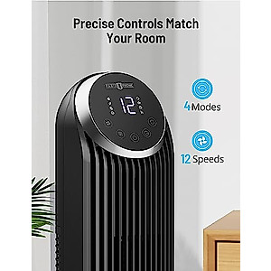 PARIS RHÔNE Tower Fan, 42” Bladeless Fan, 120° Oscillating Fan, 24 dB Quiet DC Motor, 12 Speeds, 4 Modes, Dustproof Mesh Filter, 12H Timer, Standing Fan with Remote for Bedroom, Home, Office
