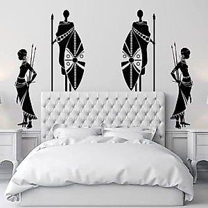Karomenic Two African Woman Guard Art Removable Wall Stickers for Living Room Kids Bedroom Home Decor Vinly Waterproof Decals
