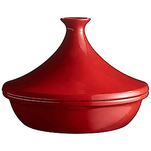 Casserole Dish with Lid Soup Pot Ceramic Pots with Lid, Tagine Cooking Pot with Lid Scratch-Resistant High Temperature Resistance Compatible with All Cooktops (Color : Red)