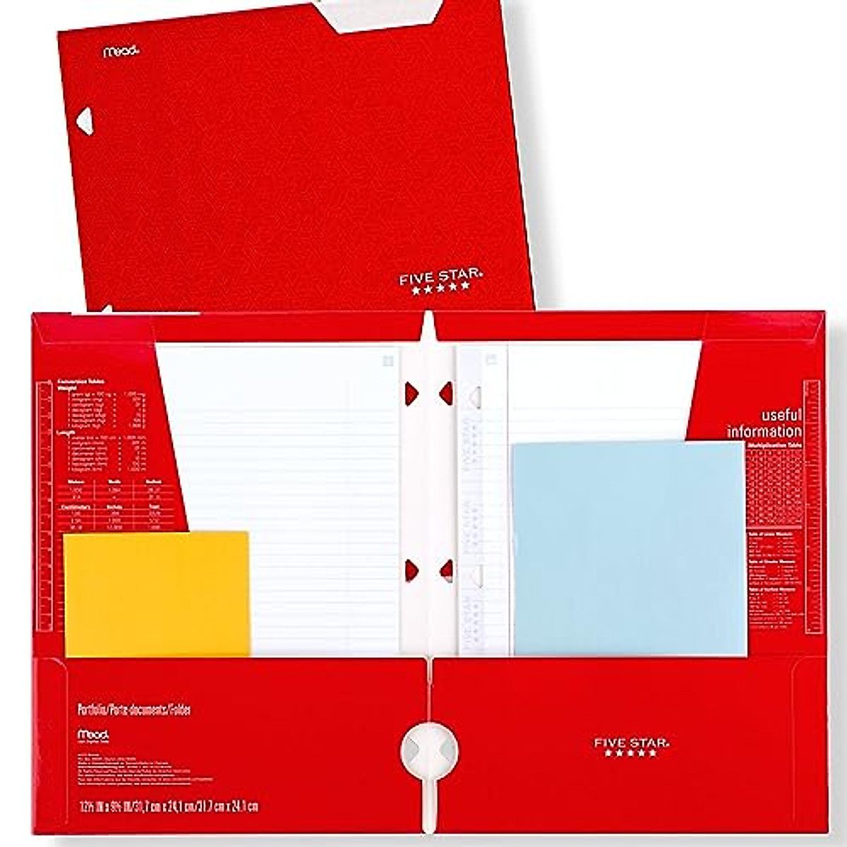Five Star 4 Pocket Folders, 6 Pack, Paper Folders, Fits 3-Ring Binders, Holds 8-1/2" x 11" Paper, Writable Label, Tidewater Blue, Harvest Yellow, Amethyst Purple, Forest Green, Fire Red, Black (38056)