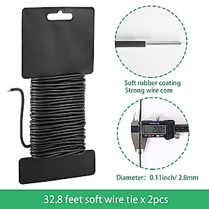 Shintop Reusable Garden Plant Twist Tie 2.8mm, 2PCS 65Feet Heavy Duty Soft Wire Tie for Tomato Plants, Climbing Roses and Vines Organizing (Black)