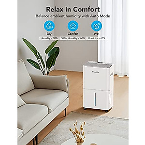 GoveeLife Smart Dehumidifier for Basement Upgraded, Max 50 Pint Energy Star Certified WIFI Dehumidifier with Drain Hose for Continuous Drainage, Remote Control Dehumidifiers for Home, Bathroom, Closet