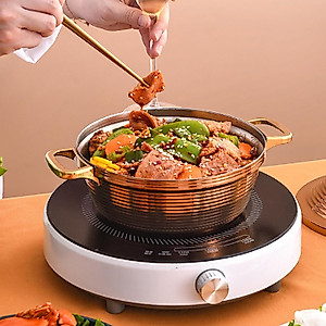 Generic moroccan tagine cooking pot,304 Stainless Steel Lid Anti-Scalding Handle High Temperature Resistance,for Cooking and Stew Casserole Slow Cooker,Gold,30cm