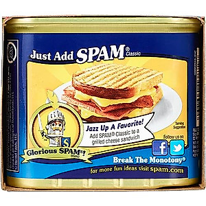 SPAM Classic Canned Meat, 12 Ounce (2 Pack), Fully Cooked Pork & Ham, 7g Protein Per Serving, 0g Trans Fat, Low Carb, Keto-Friendly, Gluten Free, Easy Open Can, Perfect for Sandwiches & Breakfast