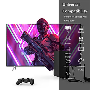 Cat 7 Ethernet Cable 25 ft High Speed 10Gbps 600MHz, Shielded Ethernet Cord, LAN Cable with RJ45, Weatherproof Flat Internet Network Patch Cord, Fast LAN Wire for Gaming, PS5/4/3, Xbox, Modem, Router