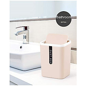 FuQI Cute Small Desktop Trash Can for Office Desktop Coffee Table Kitchen Small Garbage Can Colorful Plastic Trash Can Shake Cover Bucket Small Paper Basket