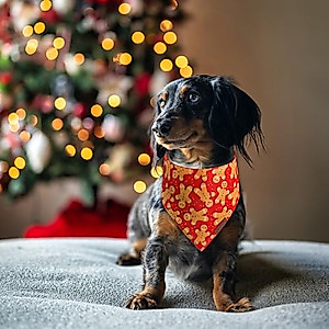 THLOH Christmas Dog Bandanas - 2 Pack Gingerbread Man Pet Scarf | Multiple Sizes Offered | for Boy and Girl, Adjustable Fit, Holiday Bandana for Small Medium Large Dogs,2pcs,S