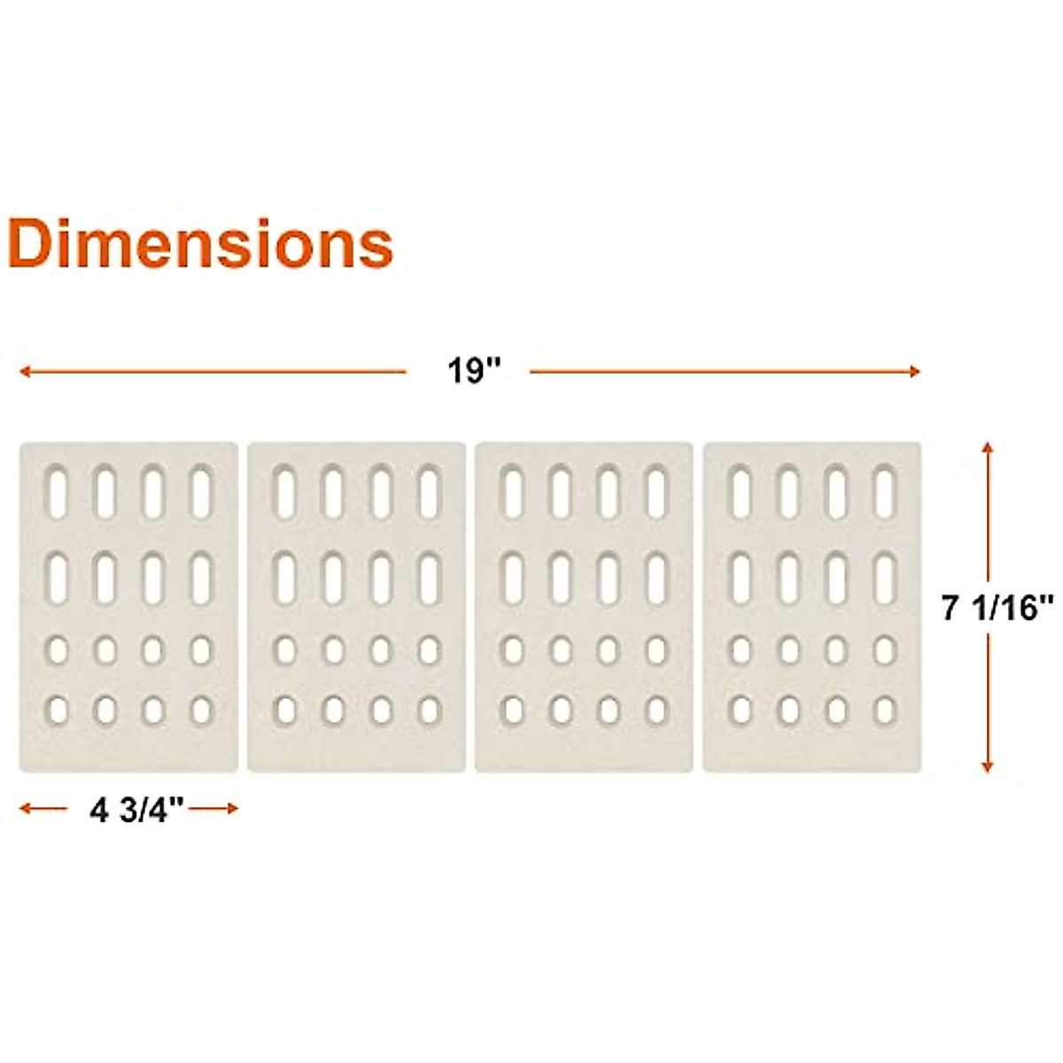 DELSbbq 4-Pack Universal Replacement Heat Plate Flame Tamer for Grand Turbo Grills, Ceramic Brick Flame Tamer, Replacement Parts for Grand Turbo Grand Hall, Barbeques Galore Grand Turbo, Members Mark