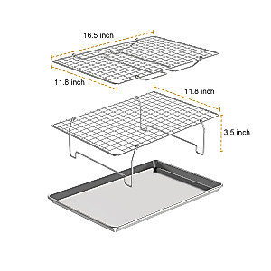 Blackhoso 3-Tier Cooling Rack with Baking Sheet for Cookies Cakes Pies, Baking Jerky Rack 304 Stainless Steel, Oven & Dishwasher Safe