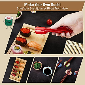 YDGFUHM Deluxe Sushi Making Kit 25-in-1 Bazooka Roller Set, Bamboo Mat,Knife,Sauce Tray,Japanese Sashimi Sushi Bamboo Serving Geta Plate,and More - Perfect for Beginners
