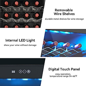 Kerilyn 32 Bottle Wine Fridge, 2.75Cu.Ft./78L Thermoelectric Free Standing Wine Cooler Refrigerator with Interior LED Light, 54°F - 66°F Digital Temperature Control Wine Refrigerator For Red Wine