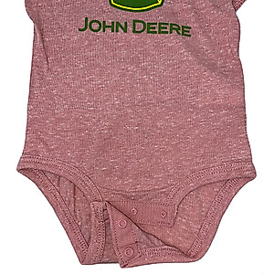 John Deere Baby Girl Short Sleeve Bodysuit with Large Logo-Mauvelous-06M