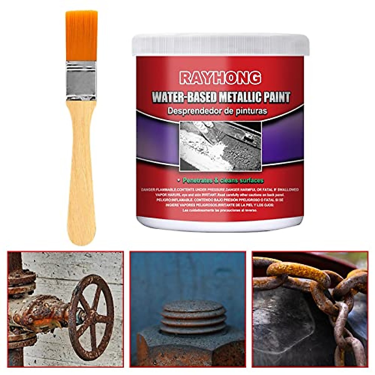 Bavokon 100ML Rust Paint,Car Rust Remover for Car SUV Truck Car Chassis Derusting,Water-Based Metal Rust Remover,Multi-Functional Paint Anti-Rust Chassis Universal Rust Converter Gel with Brush