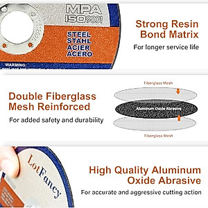 LotFancy Cut Off Wheels, 4 inch, Pack of 10, Angle Grinder Cutting Disc, Metal and Stainless Steel Cutting Wheels, Welding Accessories, Thin Kerf, Flat T1 Cut-Off Tool, 4 x 0.045 x 5/8”