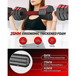 Loupusuo Adjustable Dumbbell Set 55LBS/70LBS Free Weights Set with Connector, 4 in1 Dumbbells Set Used as Barbell, Kettlebells, Push up Stand, Fitness Exercises Home Gym Workouts for Men/Women(55LBS)