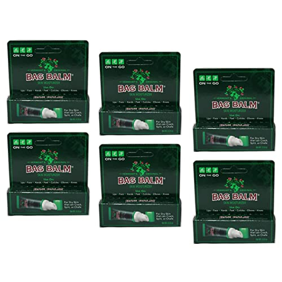 Bag Balm Original On-the-Go Lip Balm Tubes for Chapped Lips, Dry Hands, Skin Irritations and More (Pack of 6 Tubes)