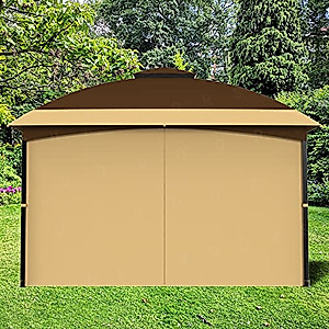 SunCula Replacement Gazebo Curtains Universal Privacy Shade Curtains 4-Panels sidewall with Zipper Outdoor Curtains (12'x14', Khaki, Only Curtains)