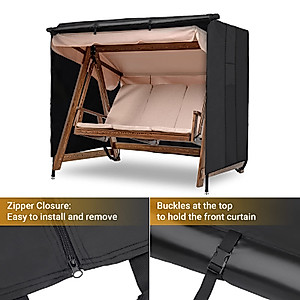 Velway Outdoor Swing Cover 3 Triple Seater Waterproof Patio Hammock Cover 87x49x70 All Weather Windproof Glider Chair Cover for Garden Furniture, Black