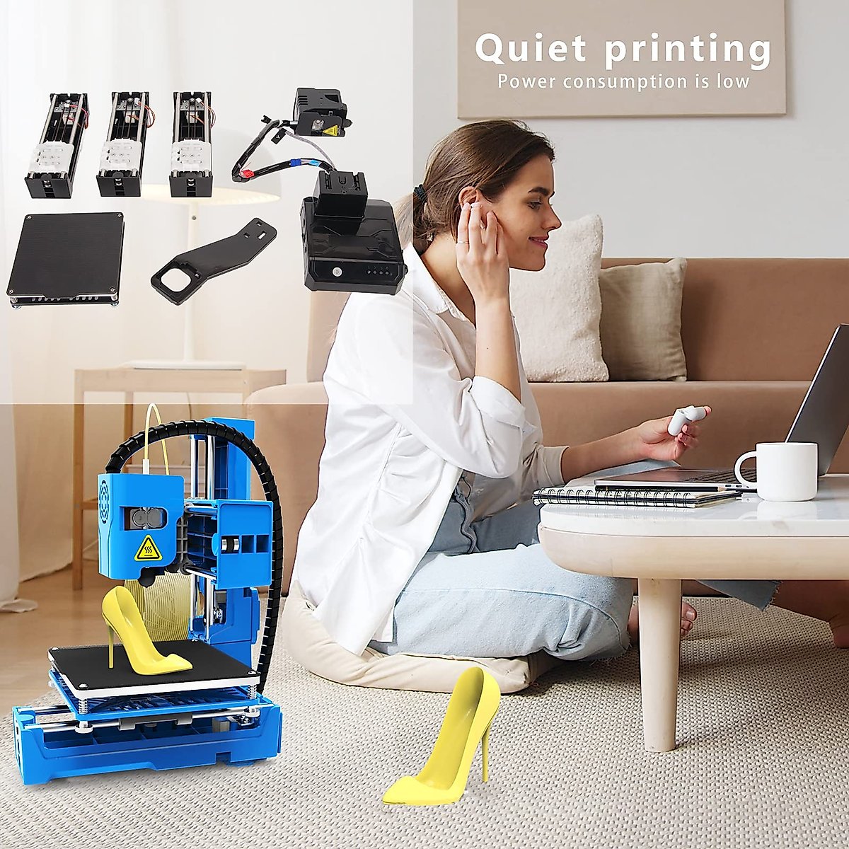 Mini 3D Printer, 100-240V Simple Operation Enhance Spatial Imagination FDM Mini 3D Printer Uniform Heating High for Kids for Home