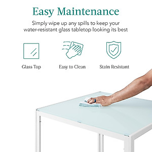 Best Choice Products 3-Piece Glass Dining Set, Modern Kitchen Table Furniture for Dining Room, Dinette, Compact Space-Saving w/Glass Tabletop, 2 Upholstered PU Chairs, Metal Steel Frame - White